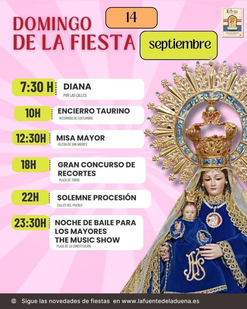 Programación domingo 14 sep – Fiestas Alarilla 2025 - La Fuente de la Dueña